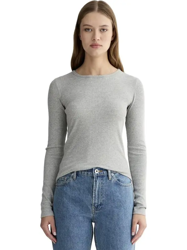 Everlane Luxe Rib Long-sleeve Crew Neck T-shirt - Washed Heathered Grey