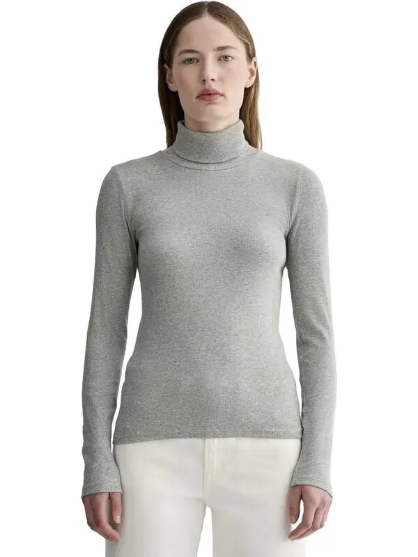 Everlane Luxe Ribbed Turtleneck - Washed Heathered Grey