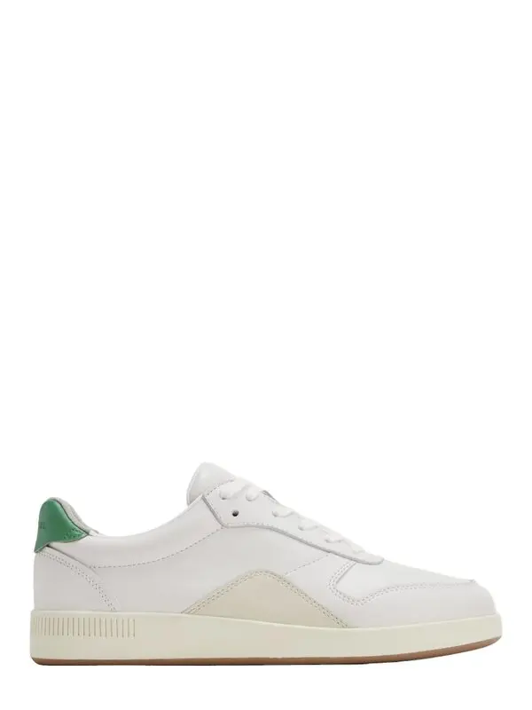 Everlane Leather Court Sneakers - White / Grass Green / Parchment