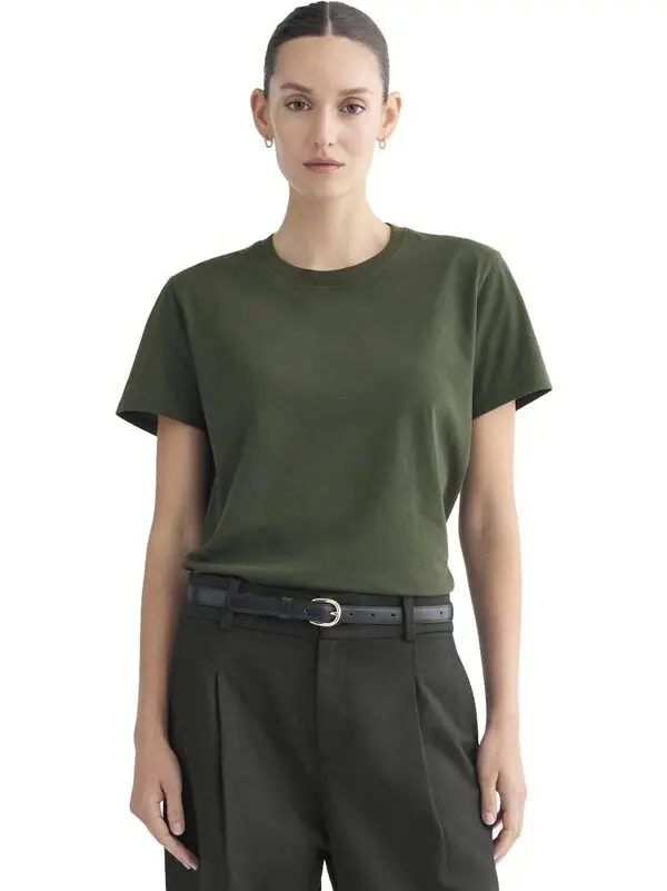 Everlane Essential Cotton Box-cut T-shirt - Dark Green