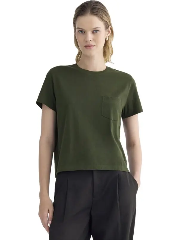 Everlane Essential Cotton Box-cut T-shirt - Dark Green