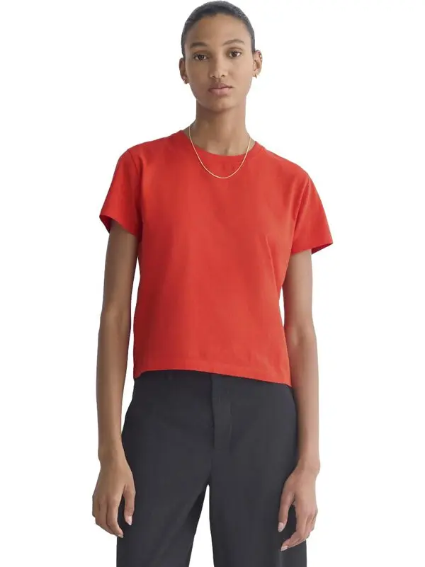 Everlane Box-cut T-shirt In Essential Cotton - Fiery Red