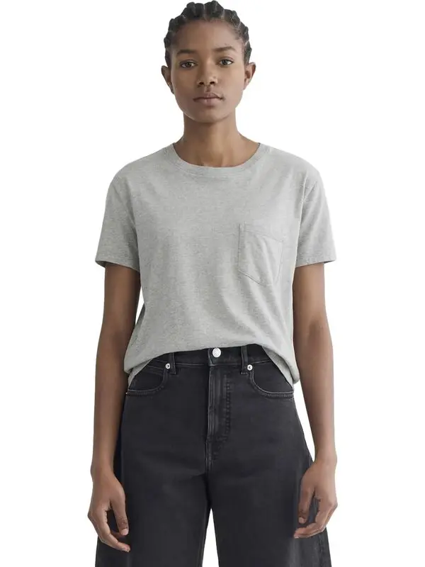 Everlane Box-cut T-shirt In Essential Cotton - Heathered Grey