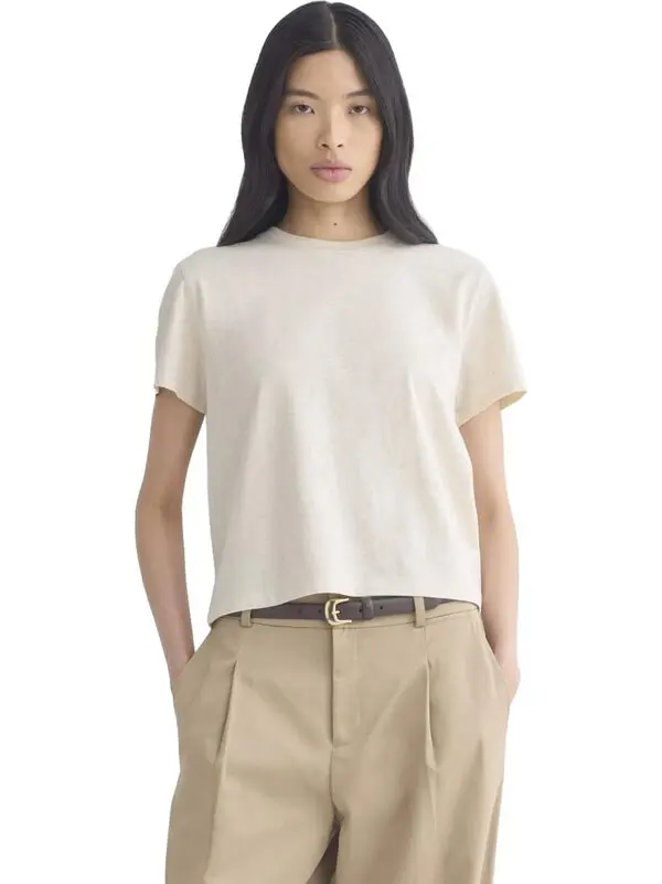 Everlane Box-cut T-shirt In Essential Cotton - Heathered Oats