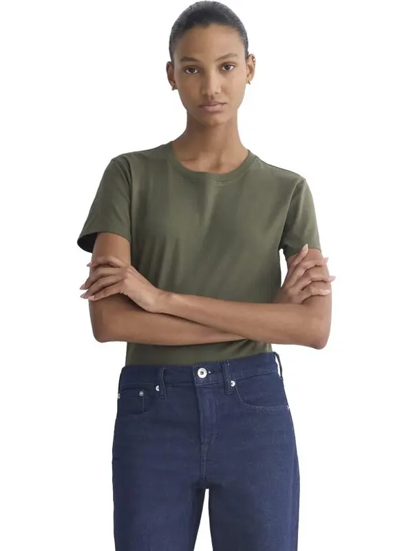 Everlane Box-cut Essential Cotton T-shirt - Olive Night