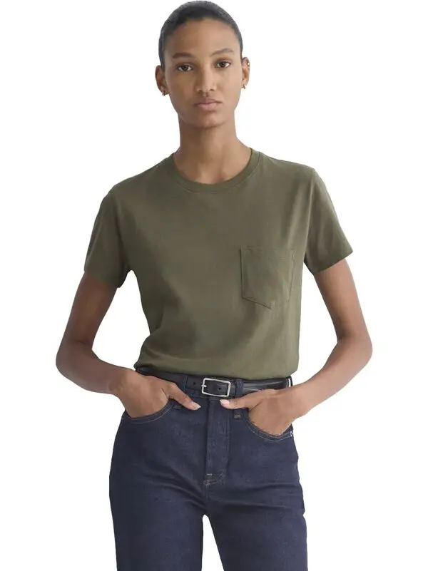 Everlane Box-cut Essential Cotton T-shirt - Olive Night