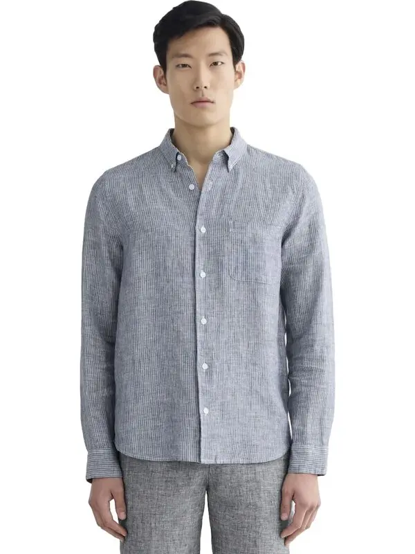 Everlane Classic Shirt, Linen Size - White / Blue