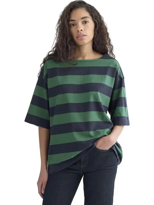 Everlane Mariner Striped Long Sleeve T-shirt - Navy/hunter Green