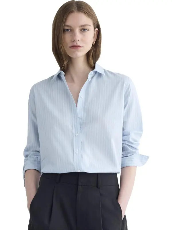 Everlane Silky Cotton Shirt - Forever Blue / Optic White