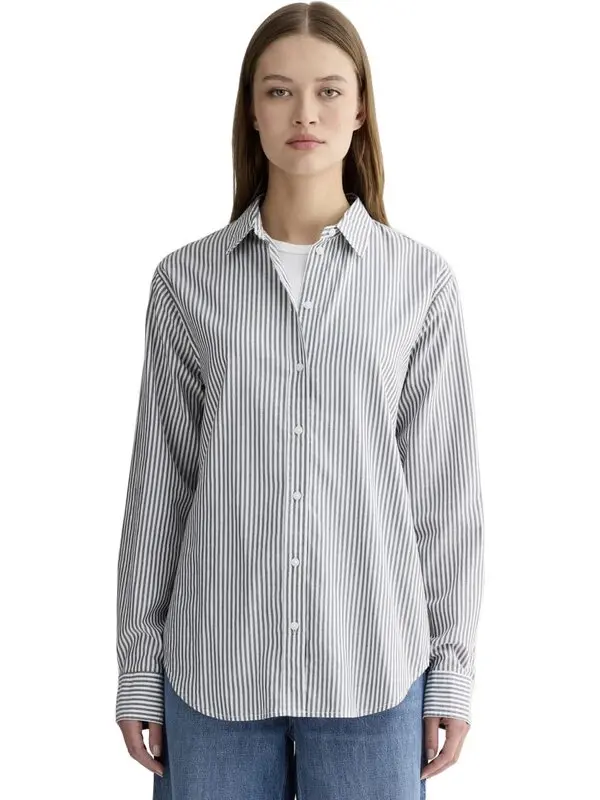 Everlane Silky Cotton Shirt - Grey/white