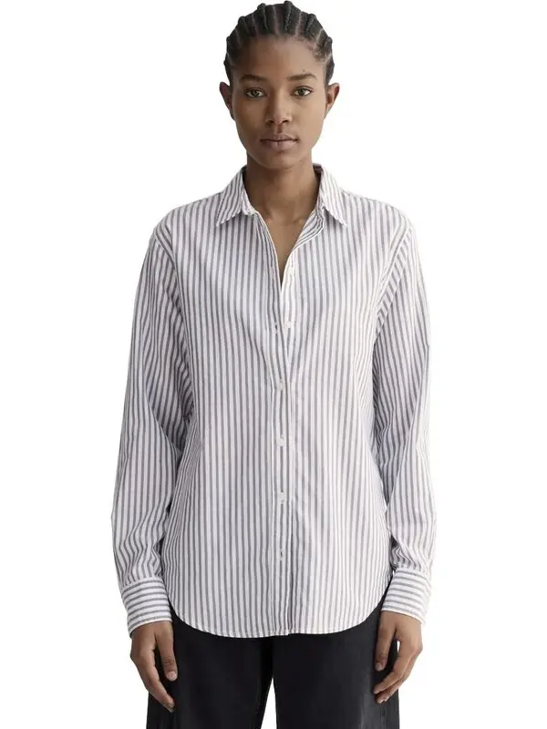 Everlane Silky Cotton Shirt - Periscope/bone