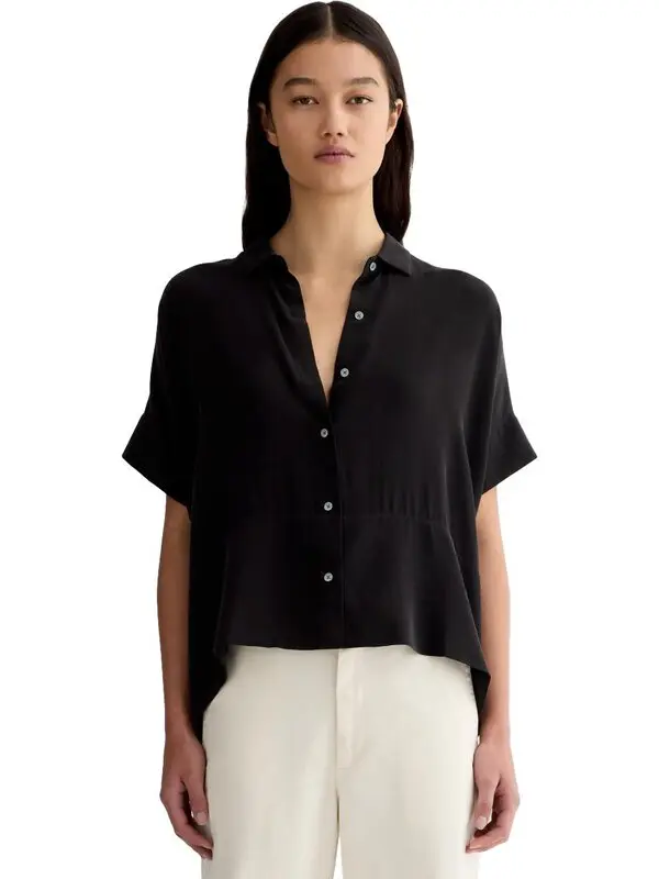 Everlane Washable Silk Boxy Shirt - Black