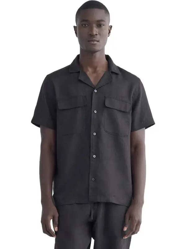 Everlane Resort Shirt, Linen Size - Black