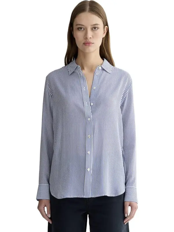 Everlane Washable Silk Shirt - Blue/white