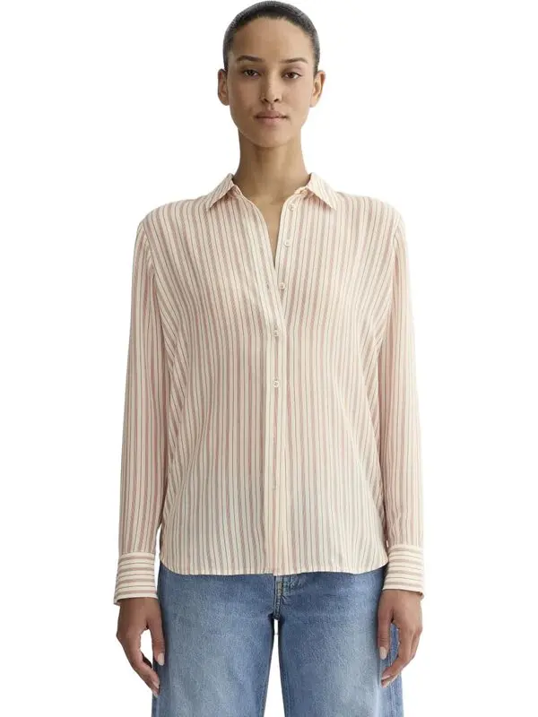 Everlane Washable Silk Shirt - Bone/dusky Rose