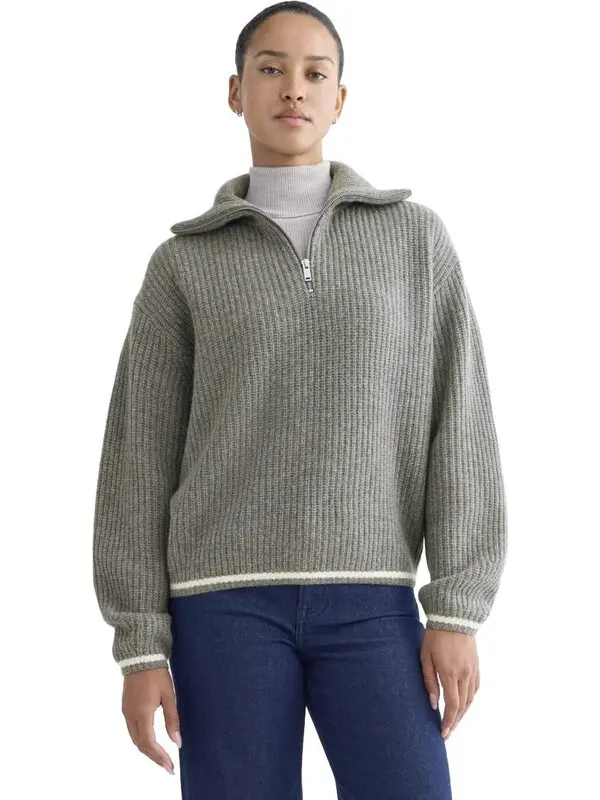Everlane Luxe Merino Half-zip Sweater - Heathered Grey