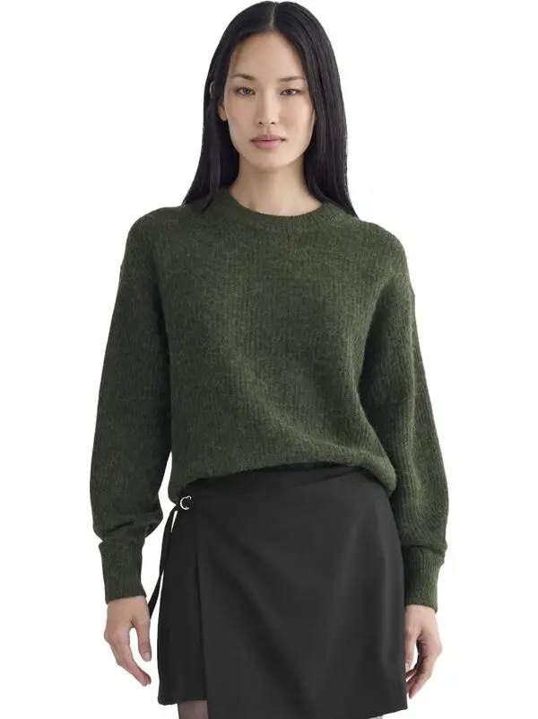Everlane Cocoon Crew Neck Alpaca Sweater - Dark Forest