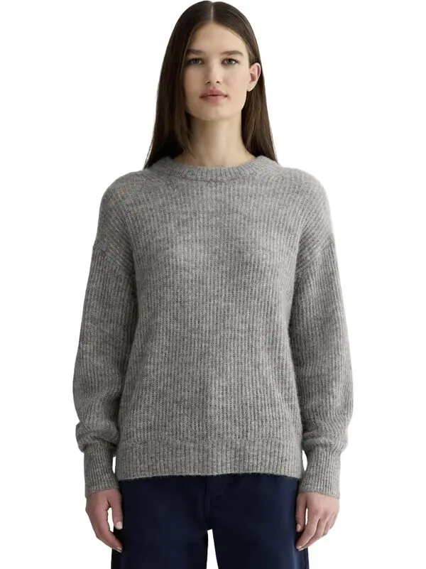 Everlane Cocoon Crew Neck Alpaca Sweater - Heather Stone Grey
