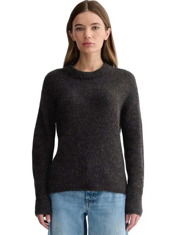 Everlane Cocoon Crew Neck Sweater - Heathered Black