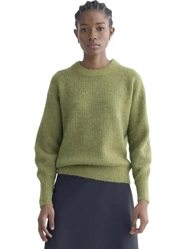 Everlane Cocoon Crew Neck Alpaca Sweater - Moss