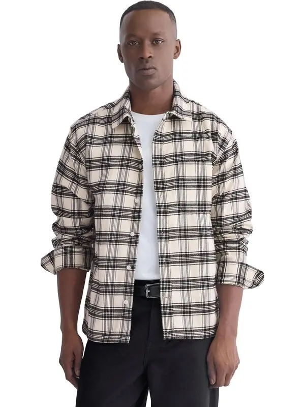 Everlane Brushed Flannel Shirt - Birch/black