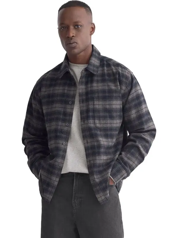 Everlane Brushed Flannel Shirt - Navy/black