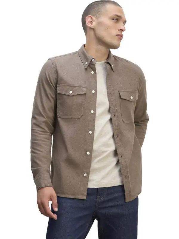 Everlane Brushed Flannel Shirt - Taupe Melange