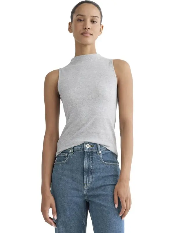 Everlane Luxe Rib Funnel-neck Tank Top - Classic Heather Grey