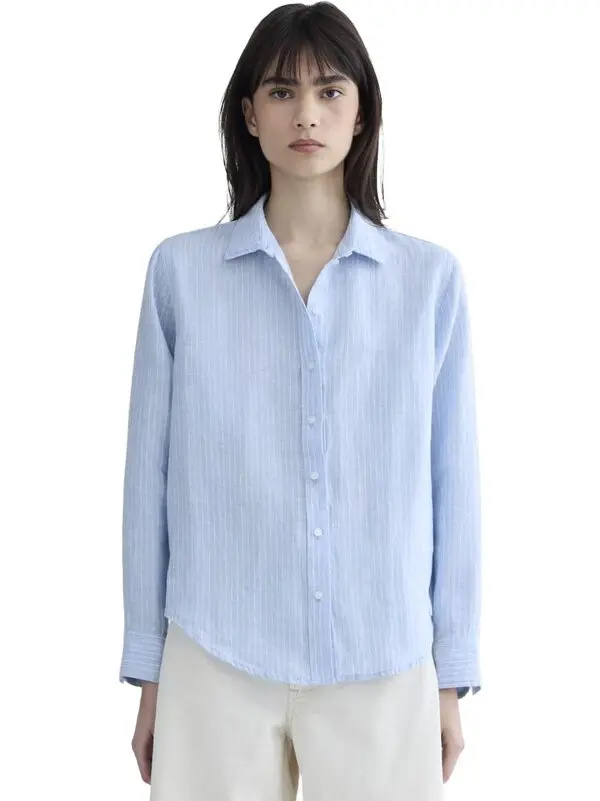 Everlane Linen Relaxed Shirt - Sky Blue / White