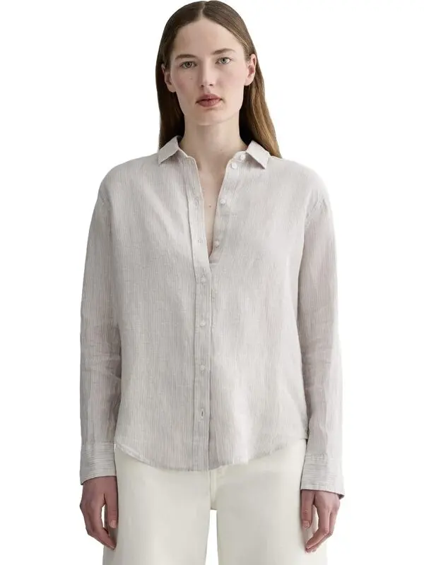 Everlane Linen Relaxed Shirt - Stone / White