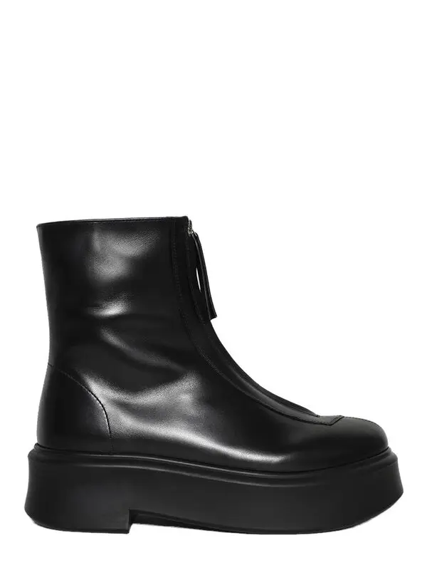 THE ROW Zipped Ankle Boots - Black