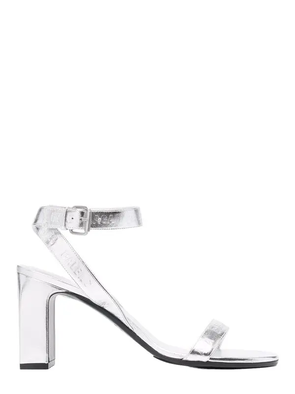 Balenciaga Metallic Finish Block Heel Sandals - Silver