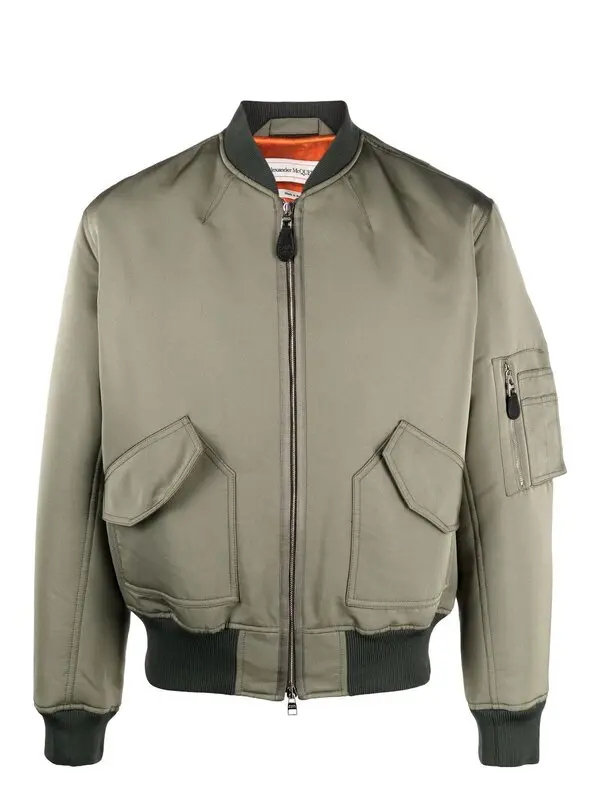 Alexander McQueen Logo-print Bomber Jacket - Green