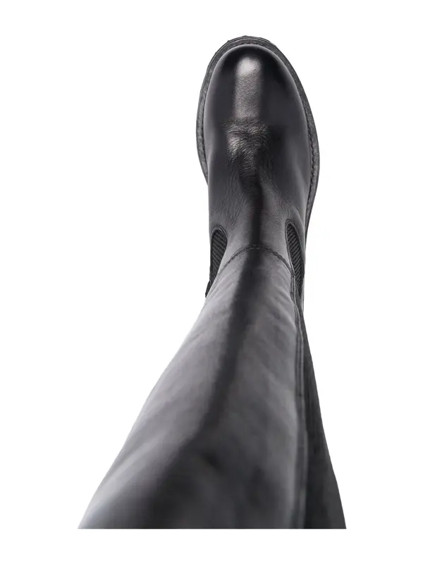 Moma Knee-length Leather Boots - Black