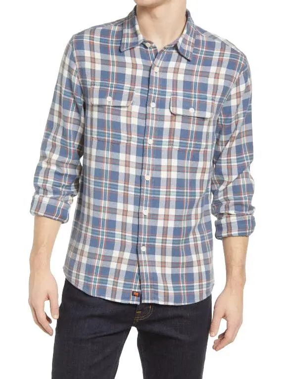 THE NORMAL BRAND Mountain Regular Fit Flannel Button-up Shirt - Mineral Blue