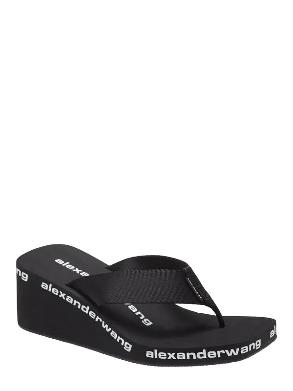 Alexander Wang Wedge Thong Sandals - 001 Black