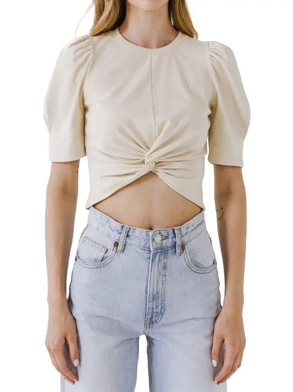 Endless Rose Twist Front Crop Top - Oatmeal