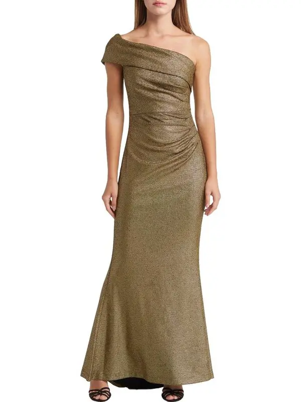 Eliza J One-shoulder Glitter Mermaid Gown - Bgd