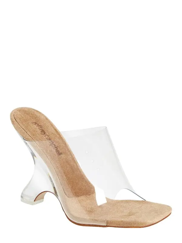 Jeffrey Campbell Bare High Heel Slide Sandal - Nude Suede Clear