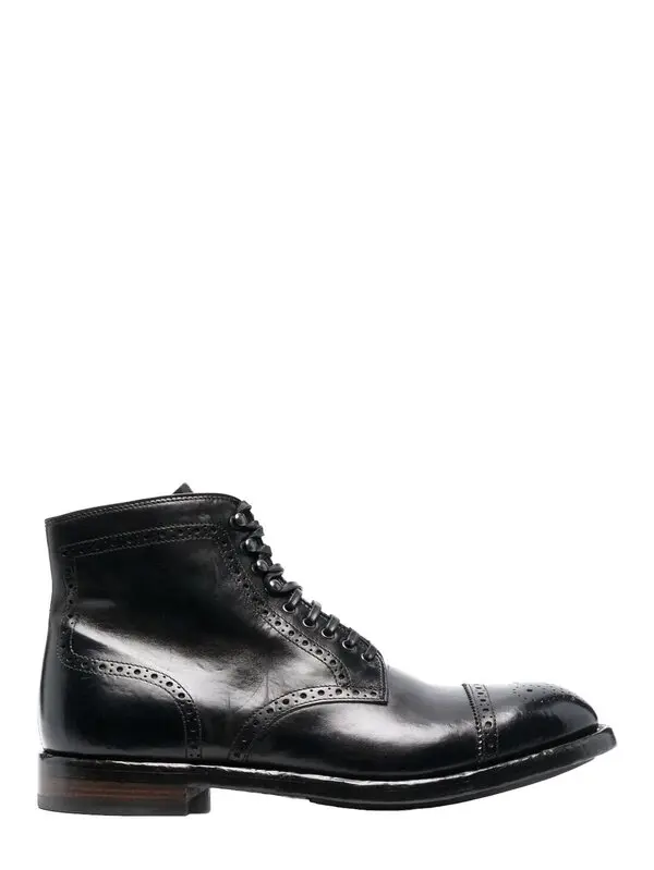 Officine Creative Brogue-detail Leather Ankle Boots - Black