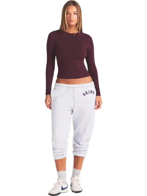 SKIMS Cotton Jersey Long Sleeve T-shirt - Currant