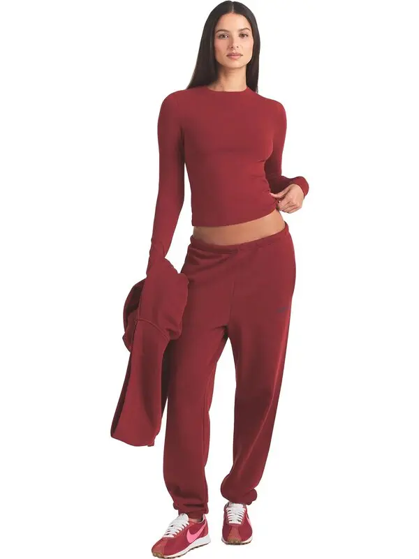 SKIMS Cotton Jersey Long Sleeve T-shirt - Merlot