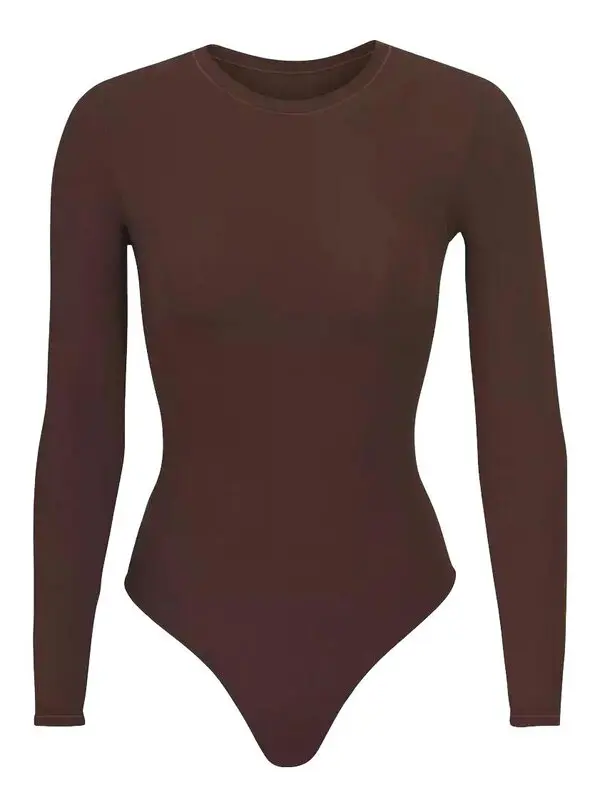 SKIMS Fits Everybody Long Sleeve Crew Neck Bodysuit - Cocoa