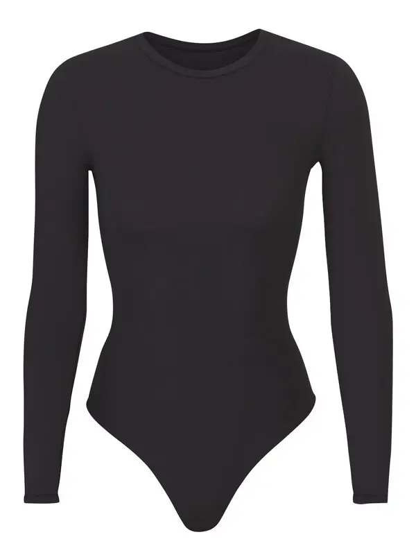 SKIMS Fits Everybody Long Sleeve Crew Neck Bodysuit - Onyx