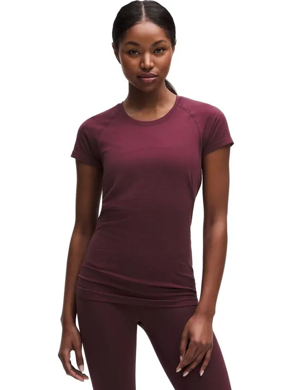 Lululemon Swiftly Tech Short-sleeve Shirt 2.0 - Burgundy Bay/burgundy Bay