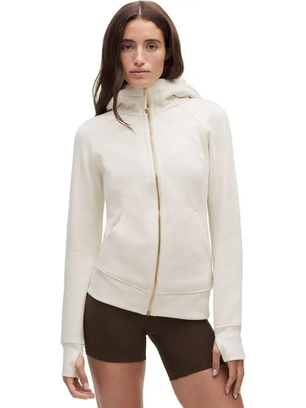 Lululemon Scuba Full-zip Hoodie - Heathered Light Ivory/gold
