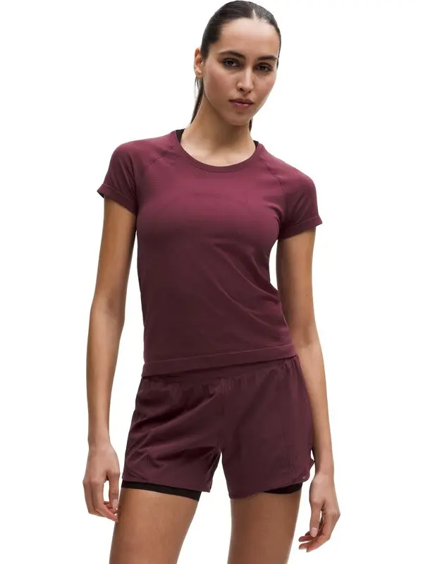 Lululemon Swiftly Tech Short-sleeve Shirt 2.0 - Burgundy Bay/burgundy Bay