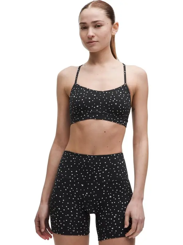 Lululemon Flow Y Bra Nulu - Heart Scatter Dot Print White Black