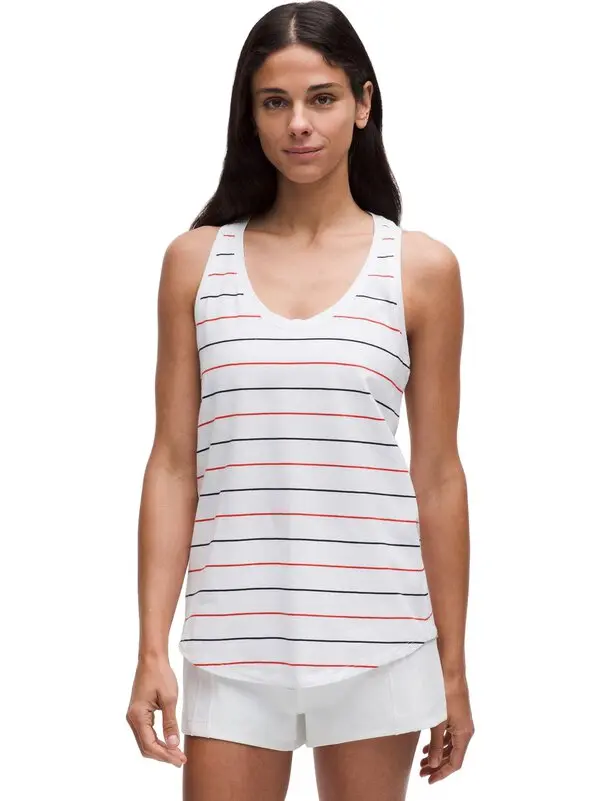 Lululemon Love Tank Top - Swap Stripe White Retro Red