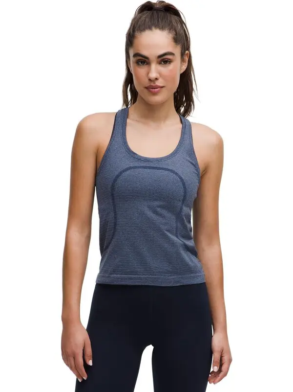 Lululemon Swiftly Tech Racerback Tank Top 2.0 - Spandex Stripe Club Blue/white